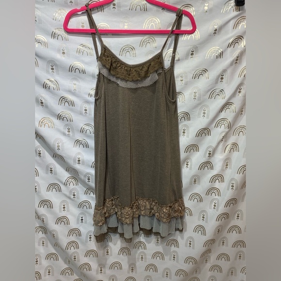 Pretty Angel | Dresses | Pretty Angel Tan And Cream Lace Mini Dress ...